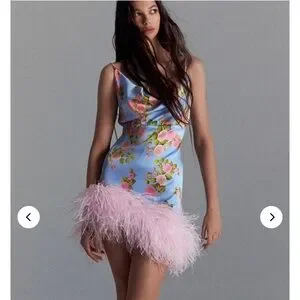 blazy shower | Dresses | Blazy Shower Mini Paradise Bird Dress Bluepink ...